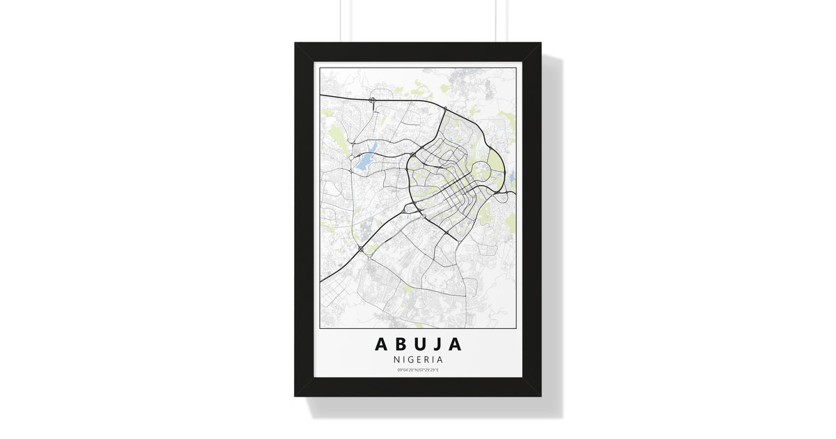 Modern Abuja City Map — Framed Vertical Poster – Homitage